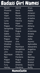 500+ Badass Girl Names Unique Cool Interesting & Stylish