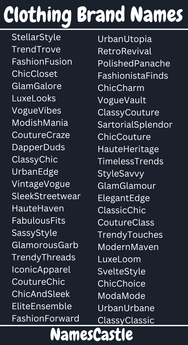 500+ Clothing Brand Names Cool Unique Stylish & Interesting