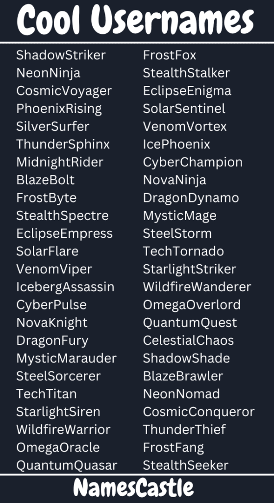500 Cool Usernames Unique Creative Interesting Stylish