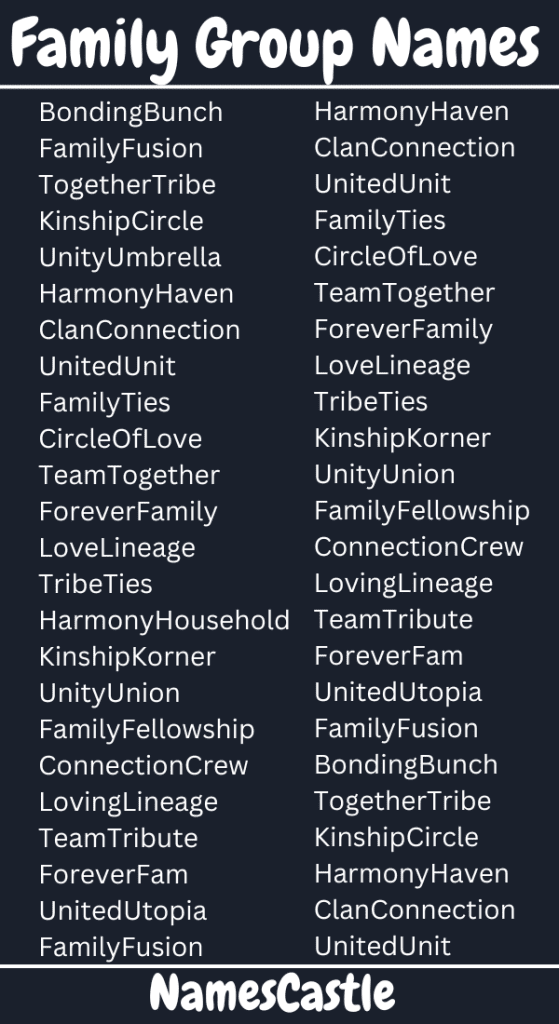 500 Family Group Names Unique Hilarious Creative Cool