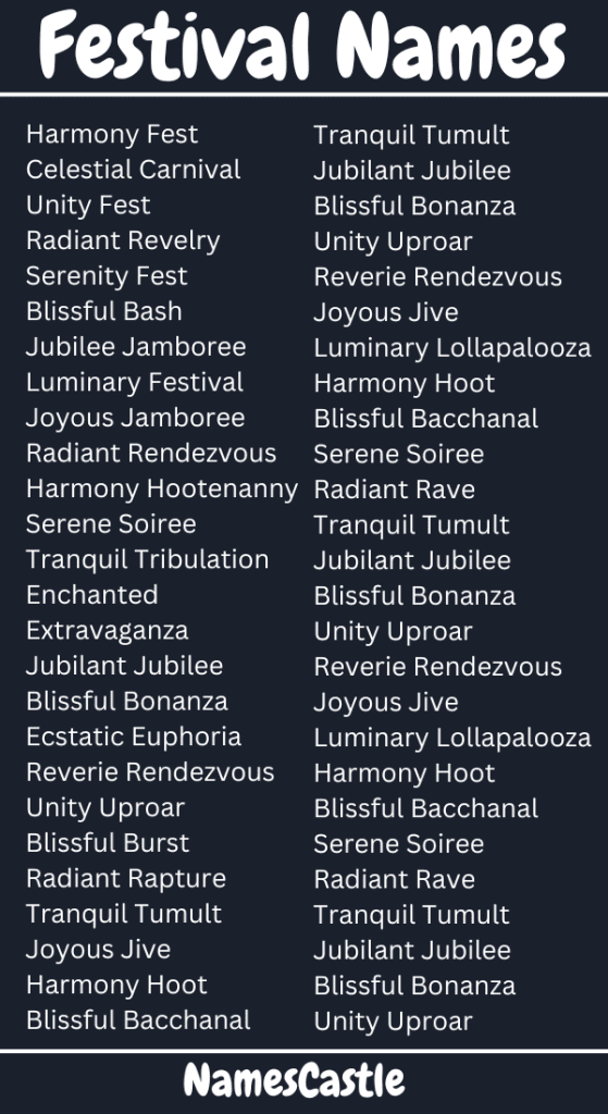 500 Festival Names Unique Creative Interesting Cool Ideas