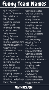 500+ Funny Team Names Unique Hilarious Creative & Cool Idea
