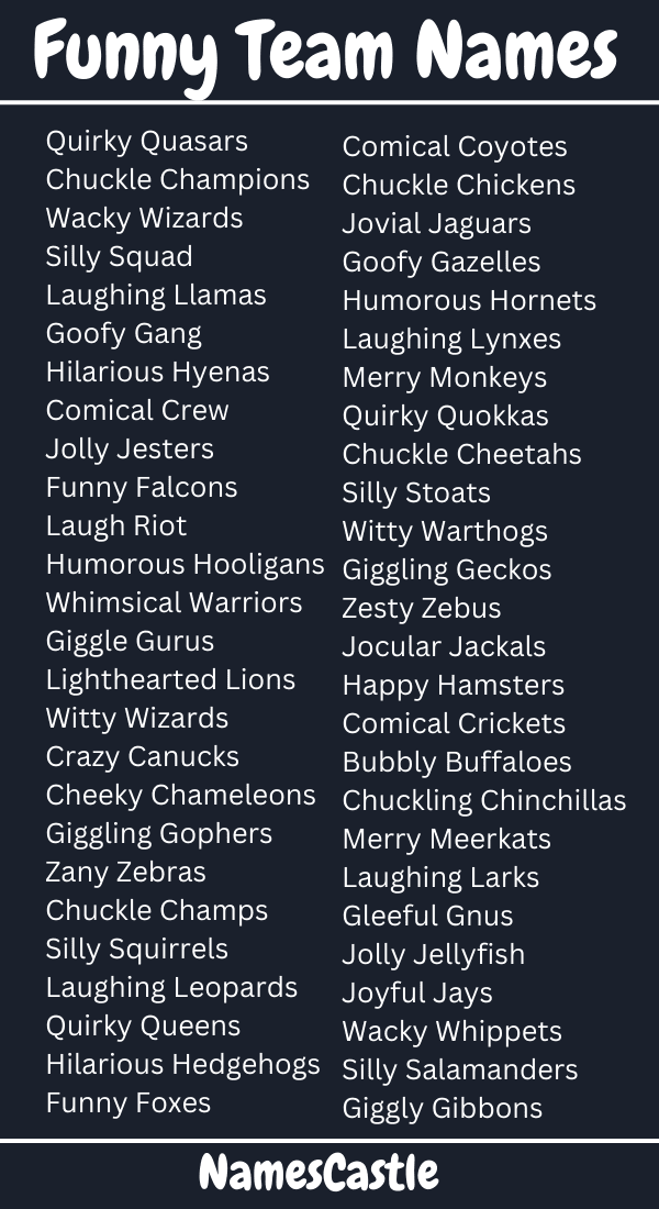 500 Funny Team Names Unique Hilarious Creative Cool Idea 500 Funny Team Names Unique Hilarious Creative Cool Idea