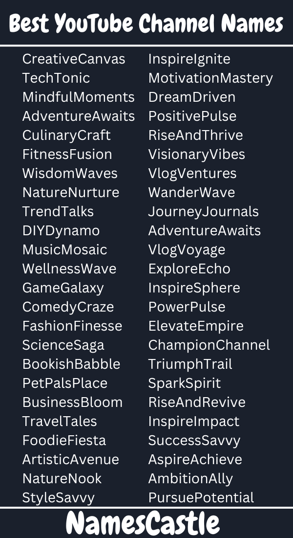 500+ Best YouTube Channel Names Cool Unique & Creative