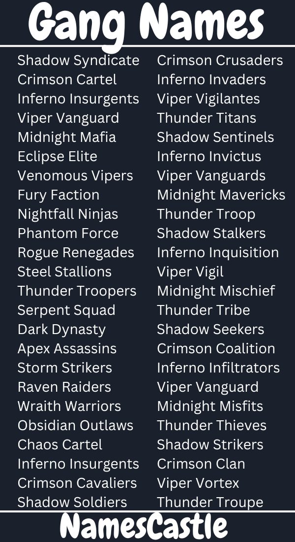 500+ Gang Names Unique Creative Swag Epic & Stylish Ideas