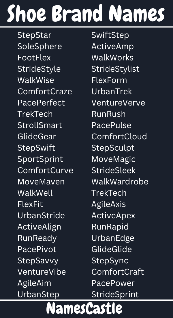 500+ Shoe Brand Names Stylish Cool Unique & Creative Ideas