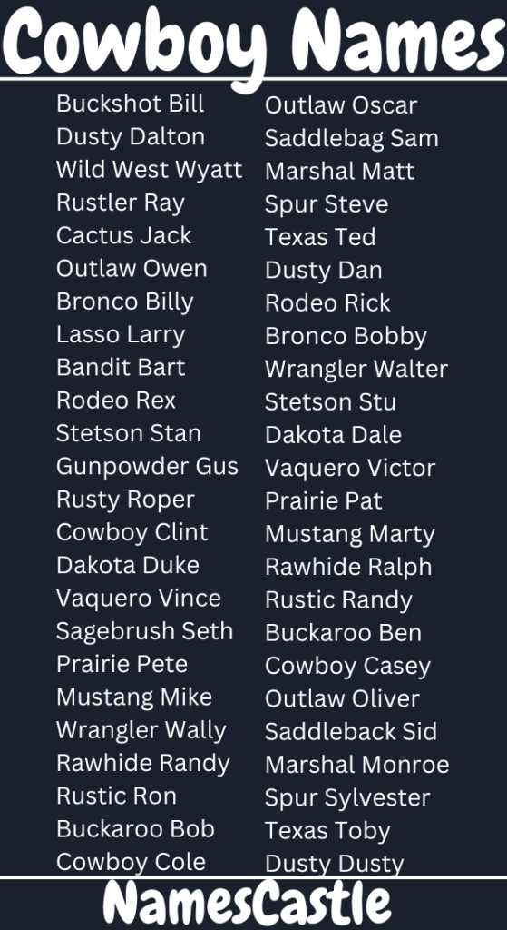 500 Cowboy Names Cool Unique Creative Funny Catchy Cute