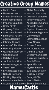530+ Creative Group Names Unique Stylish Funny Cool & Cu
