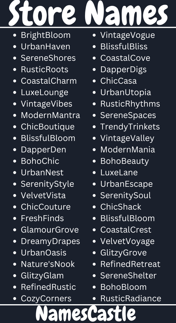 630+ New Store Names Creative Unique Funny Stylish & Cool