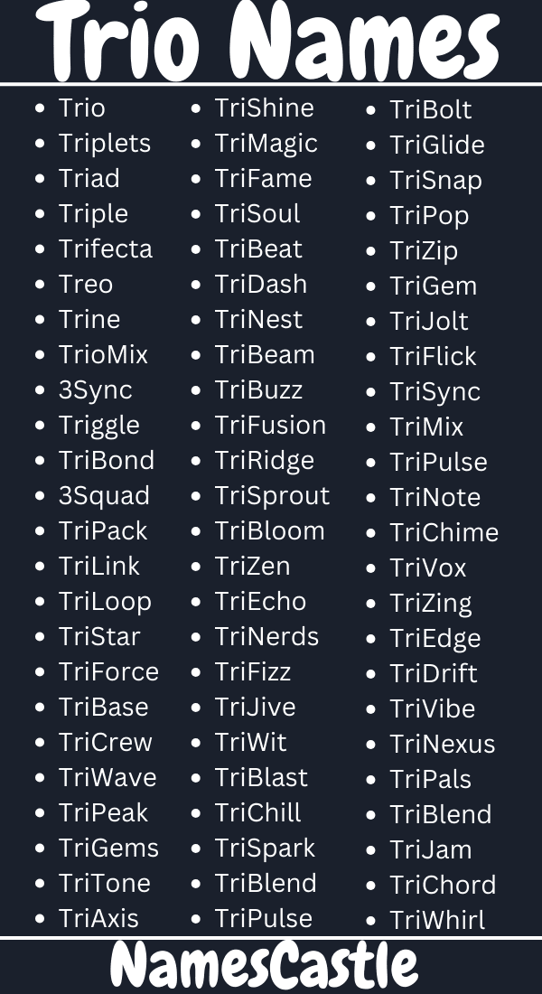 545 Trio Names Creative Funny Unique Epic Cool Cute