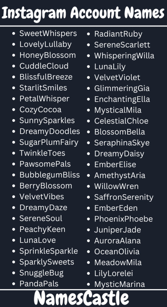 570 Instagram Account Names Unique Creative Stylish