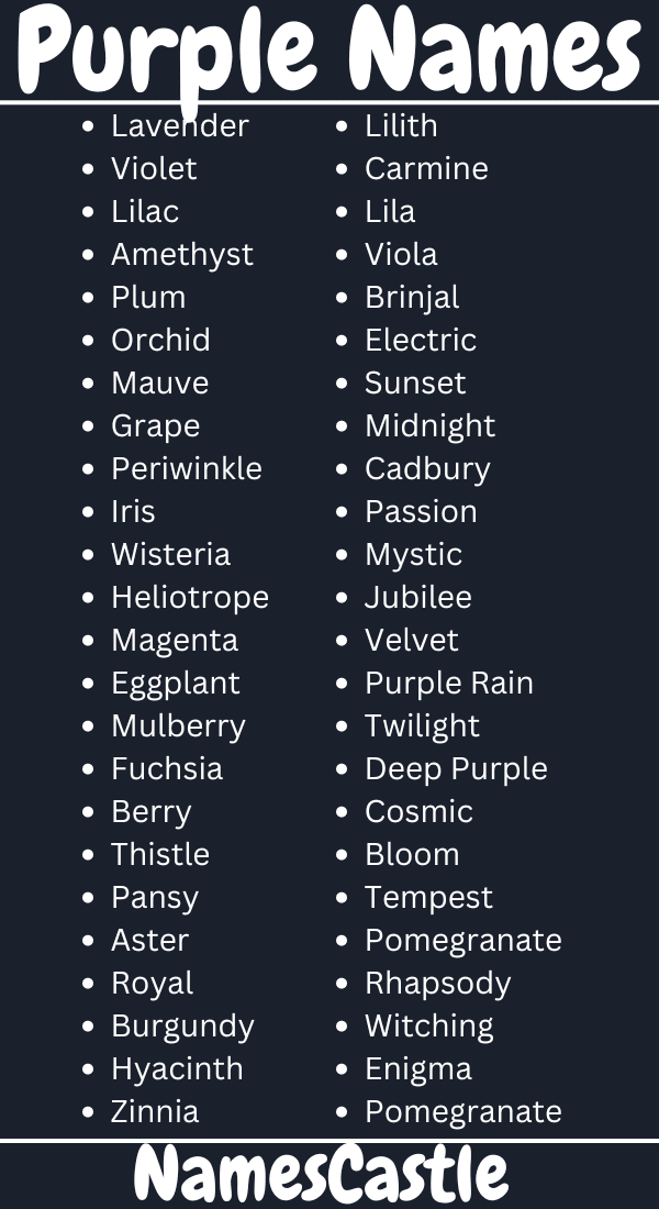 550+ Purple Names Unique Creative Funny Cool Swag & Cute