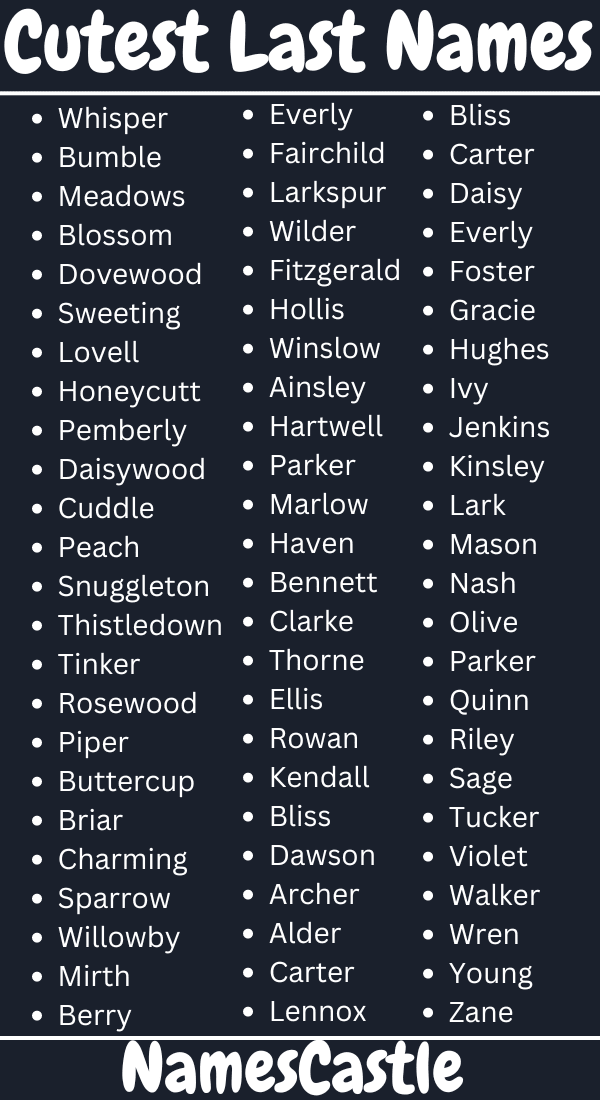 550+ Cutest Last Names Unique Creative Stylish Funny & Cool