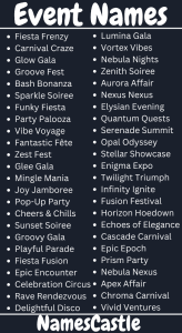 630+ Event Names Stylish Unique Creative Funny Cool & Cute