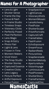 530+ Names For A Photographer Unique Creative Stylish & Cool