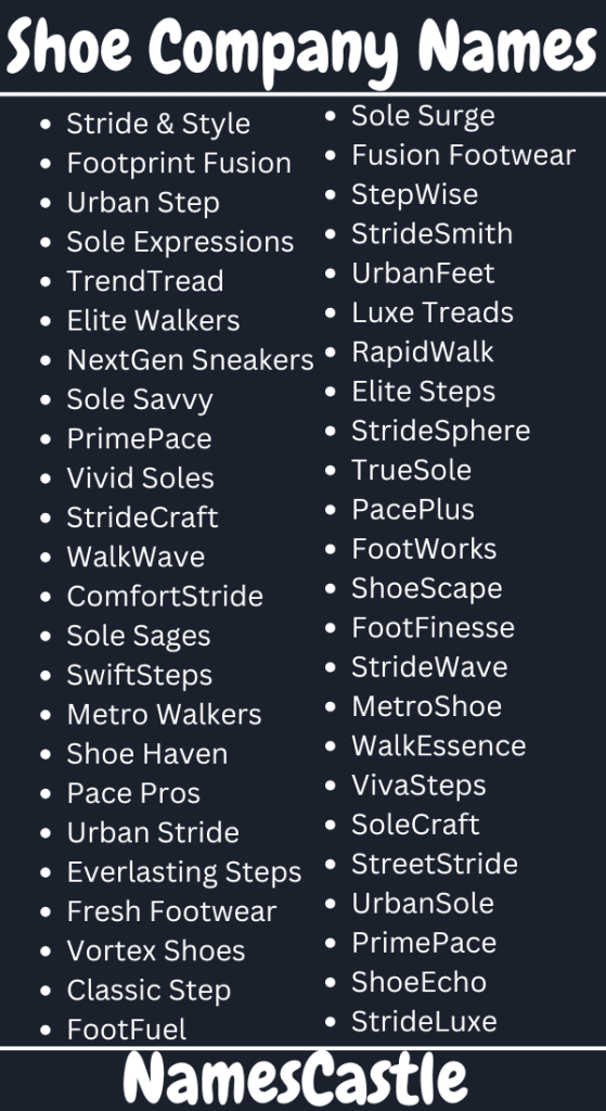 Eye Catching Shoe Company Names For Modern Footwear Brands Namescastle
