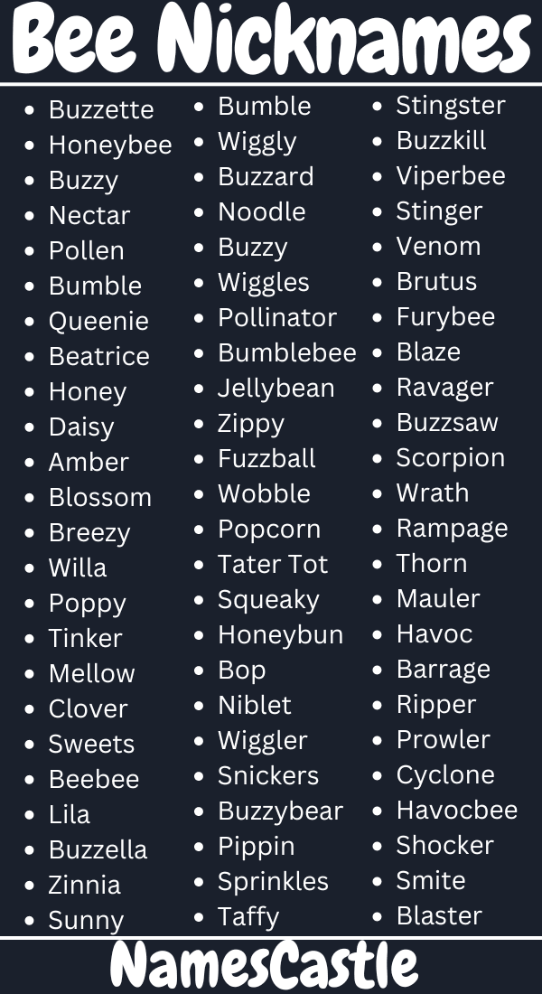 550+ Bee Nicknames Creative Stylish Unique Cool & Cute