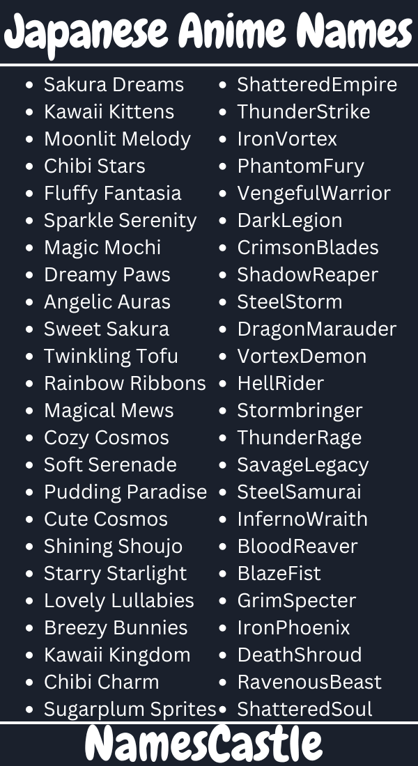 570+ Japanese Anime Names Unique Creative Funny Cool & Cute