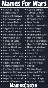 530+ Names For Wars From Historicl to Modern War Zones