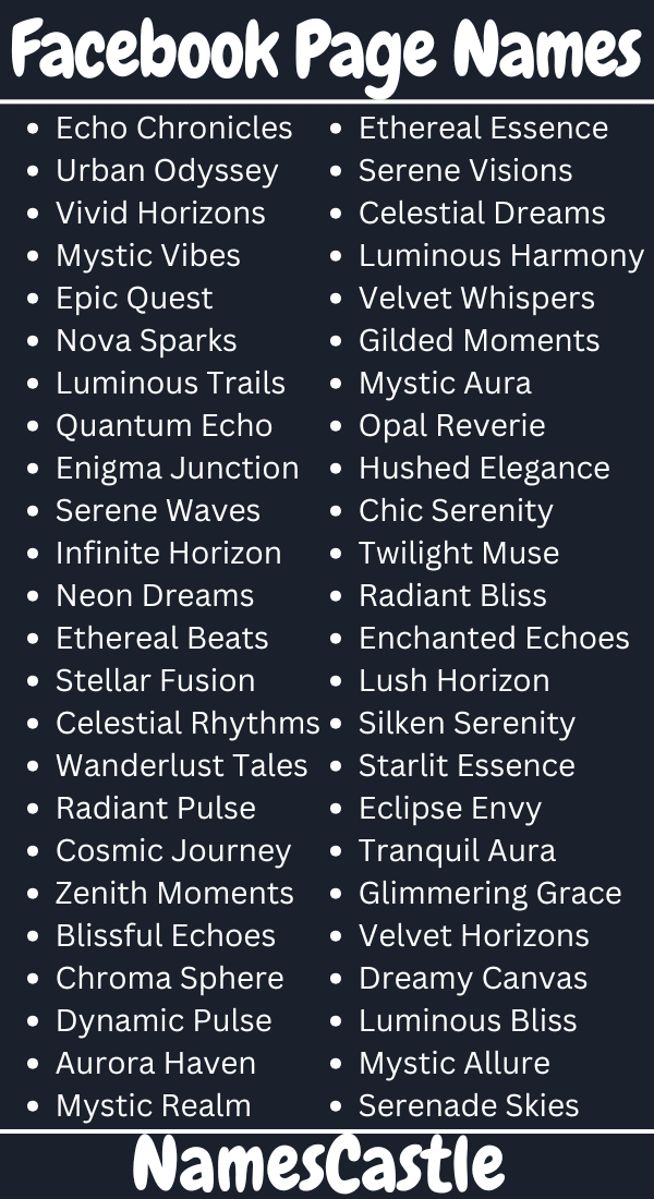 450+ Facebook Page Names Creative Unique Attractive & Cool